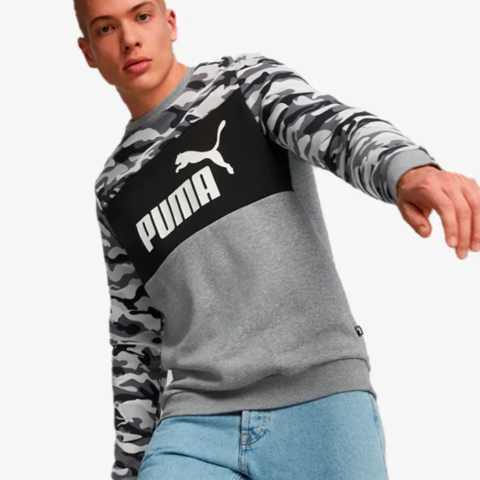 PUMA ESS+ CAMO CREW FL BLACK | A3 Sport – Prodej sportovní obuvi a oblečení